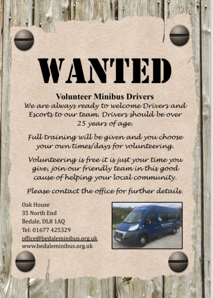 Bedale Community Minibus Website: WANTED - Drivers
